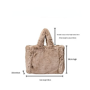 Plush Tote Bag Y2K Women Aesthetic Fuzzy Underarm Bag Furry Warm Winter Shoulder Bag Trendy Accessories (Black)