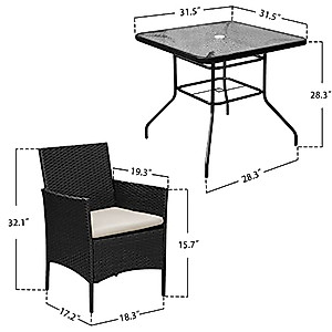 Flamaker Outdoor Furniture 5 Pieces Patio Furniture Set Patio Dining Set Patio Chairs and Table with Umbrella Hole (Beige)