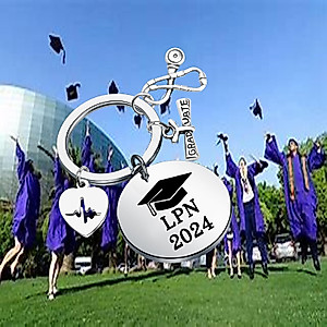 LQRI LPN 2024 Keychain LPN Keychain Caduceus Women Jewelry Licensed Physicians Nurse Graduation Gifts LPN Gifts(LPN)