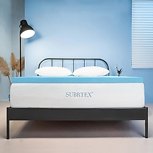 Subrtex 3 Inch Memory Foam Mattress Topper Mattress Pad Ventilated Gel Infused Bed Foam Topper for Pressure Relieving, CertiPUR-US Certified, Queen, Blue
