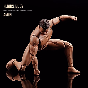 ANTSIR 6 inch Male Action Figure Body - Complex Flexible PVC Material, 17 Articulated Joints, Ideal for Cosplay and Collectibles