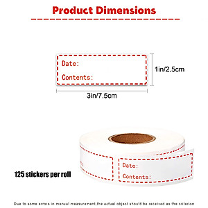 150Pcs Removable Freezer Labels, Waterproof Food Storage Stickers, Refrigerator Freezer Paper Label, Self-Adhesive Food Reminder Date Labels Roll for Home Restaurant Kitchen Containers Use (Red)