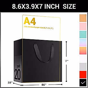 EUSOAR Black Shopping Bags with Handles, 20 Pack 8.6" x3.9" x7" Mini Kraft Paper Gift Wrap Bags with Handles, for Business, Grocery, Boutique, Retail, Wedding, Party Favors, Birthdays
