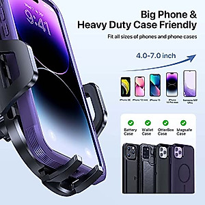 LOTUNY Universal Phone Mount for Car, [Military-Grade Reliable Suction] Hands-Free Car Phone Holder Mount, Automobile Cell Phone Holder Car for Dashboard Windshield Vent Fit for All Smartphones