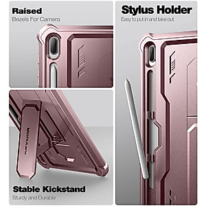 Dexnor Case for Samsung Galaxy Tab S7 FE 12.4 Inch (2021), [Built in Screen Protector & Kickstand] with Pen Holder Heavy Duty Shockproof Full Body Protective Cover for Galaxy S7 FE Case-Pink