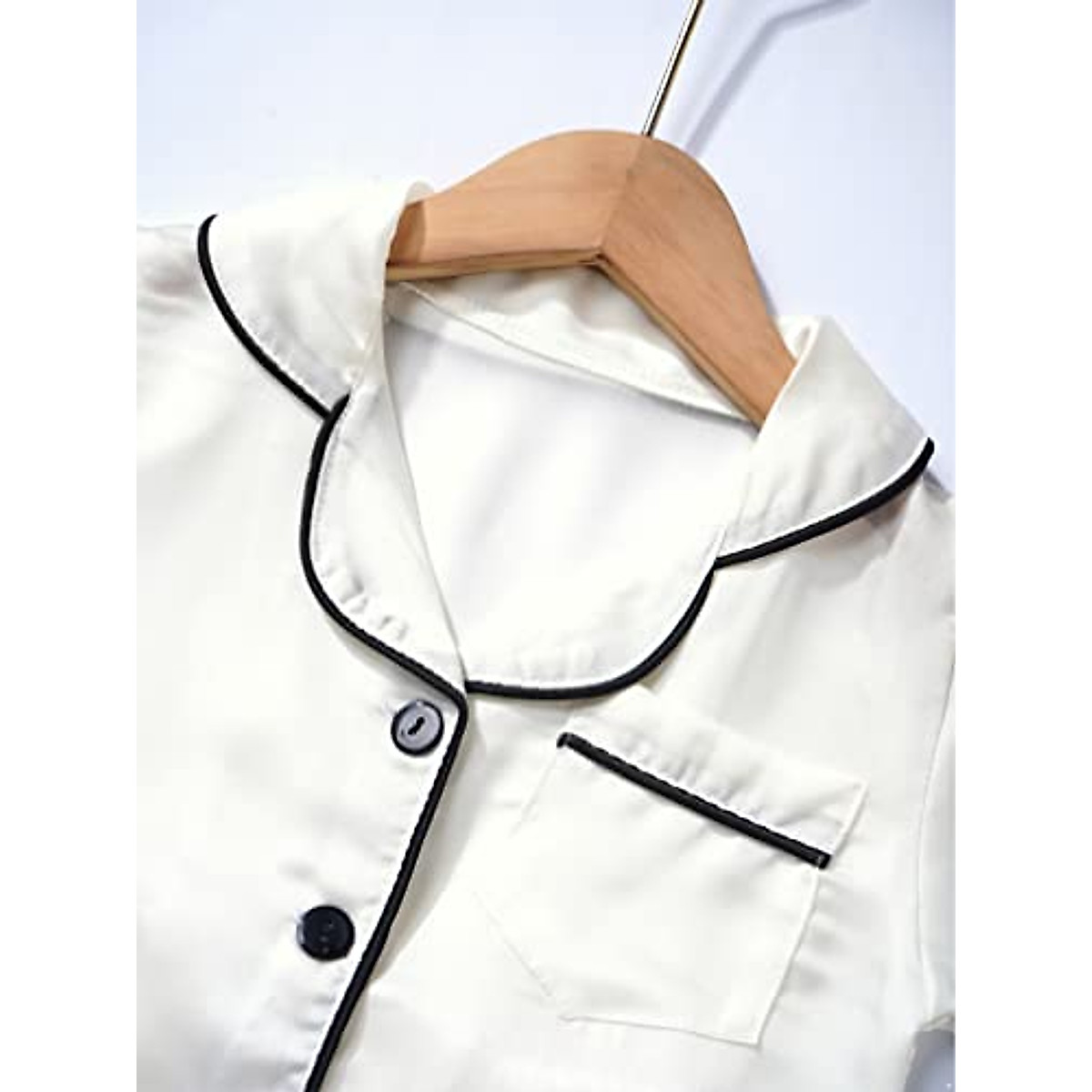 zdhoor 2Pcs Satin Silk PJs Sleepwear Infant Baby Boys Girls Pajama Set Cute Cartoon Shirt Tops with Pants Set White 6-12 Months