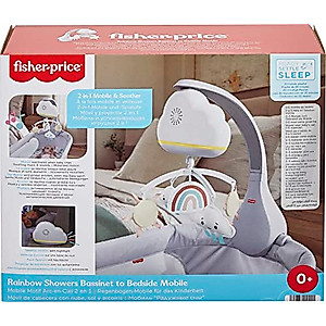 Fisher-Price Rainbow Showers Bassinet to Bedside Mobile, Tabletop Soother and Nursery Sound Machine for Newborn Baby to Toddler
