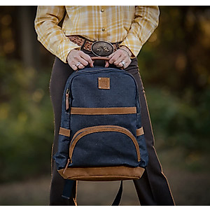 STS Ranchwear Traveling Outdoor Casual Everyday Blue Bayou Collection Denim Backpack with Adjustable Leather Shoulder Straps, One Size