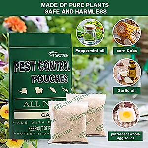 TSCTBA Pest Control Pouches,Squirrel Repellent,Peppermint Oil Pest and Rodent Repellent,Mouse/Rat/Mice Repellent,Mosquito Repellent,Naturally and Strongly Repel Roach,Ant, & Other Pests -10Pouche
