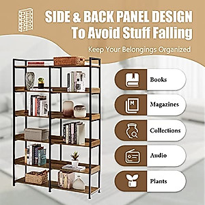 Merax 6-Tier Tall Bookshelf Bookcase, Freestanding Open Large Vintage Industrial Storage and Display Shelves for Home Office