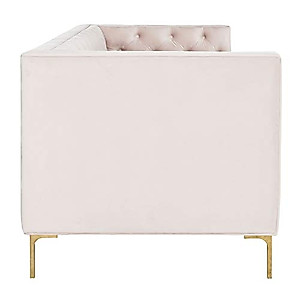 Safavieh Couture Home Vydia Glam Blush Pink Velvet and Gold Tufted Sofa