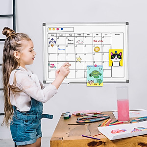 Monthly Calendar Dry Erase Whiteboard for Wall, 24" x 18" Magnetic Calendar White Board, Double-Sided Portable Board for Office, Kitchen, School, Home