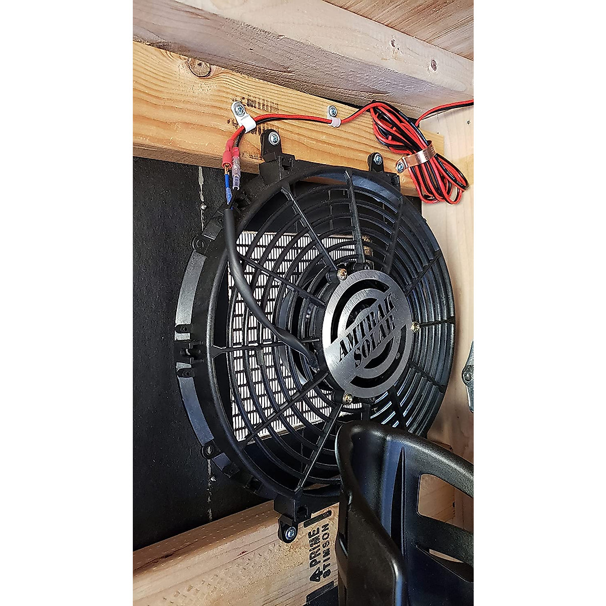 Amtrak Solar 12-Inch Solar Attic Fan, Powerful 100 Watt Fan Quietly Cools Attic, Garage, or Greenhouse & Ventilates to Protect Against Moisture