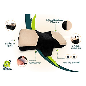 DIGSSA Lash Pillow for Lash Extension - Eyelash Pillow for Beauty Salon Ergonomic and Comfortable Curve for The Neck and Head Support,Cervical Protection with Premium Memory Foam and Pillowcase