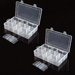 JforSJizT 2 Packs 30 Large Grids Sewing Thread Organizer Storage Box,with Adjustable Dividers,Clear Plastic Container Holder for Embroidery,Washi Tape