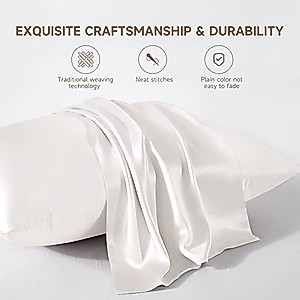 THXSILK 100% Pure Mulberry Silk Pillowcase for Hair and Skin, Highest 6A+ Grade Pure Silk Pillow Case Standard Size, Real Silk Pillowcase with Concealed Zipper(White, Standard)