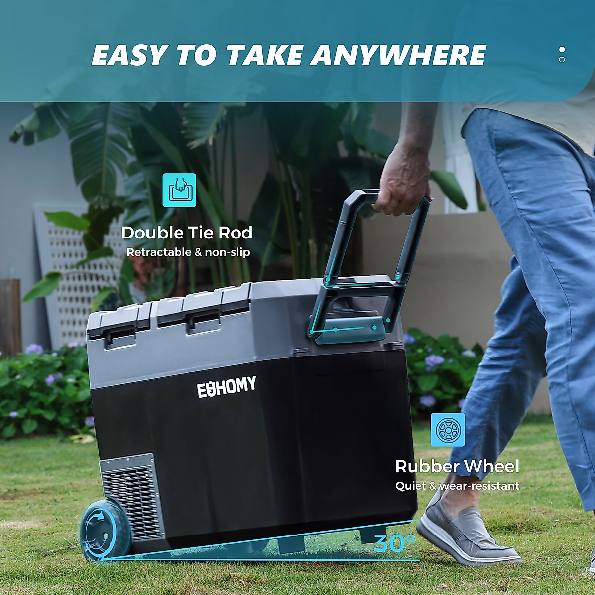 EUHOMY 12 Volt Refrigerator with Ice Maker, 48QT(45L) Electric Cooler Usable Battery Dual Zone, Car Refrigerator APP Control, 12V Fridge 12/24V DC 110-240V AC for Camping, Travel, Outdoor, Home