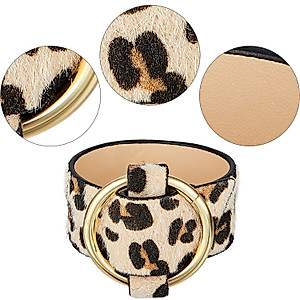 Hicarer 5 Pieces leopard bracelet Leopard Tube Bracelet Multilayer Leather Cuff Bracelet Boho Leopard print Wrap Bracelet for women