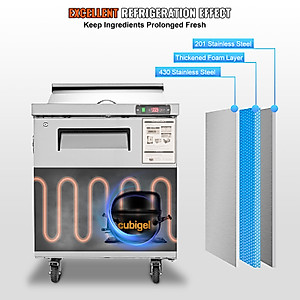 VEVOR Commercial 7.42 Cu. Ft Sandwich/Salad Table Stainless Steel Food Prep Station Fridge with 8 Pan, for Restaurant, Bar, Shop, 28" W Refrigerator Single Door, Silver