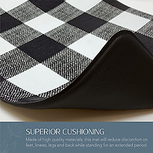 Elrene Home Fashions Farmhouse Living Rustic Comfort Anti-Fatigue Kitchen Mat, 18" x 30", Black/White