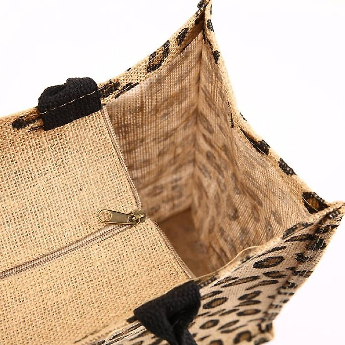 DINYAO Women Summer Beach Shoulder Bags Large Capacity Jute Shopping Tote 16.5x13x7 (Zebra)