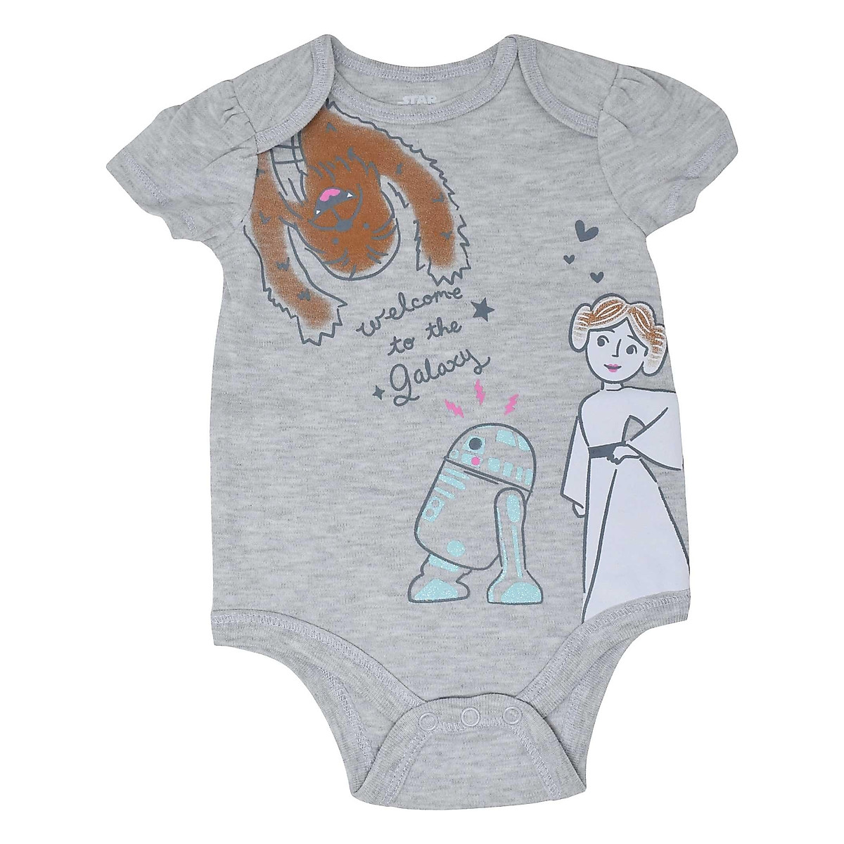 STAR WARS Baby Girls 5 Pack Bodysuits Princess Leia Yoda Chewbacca 3-6 Months