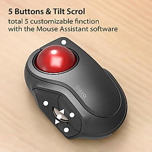 ELECOM Bitra Small Travel Trackball Mouse with Case, Bluetooth Wireless, Index Finger Control, Silent Mouse, Ergonomic Design, 5 Programmable Buttons