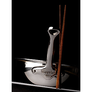 Mauviel M'Cook 5-Ply Polished Stainless Steel Splayed Curved Saute Pan With Cast Stainless Steel Handle, 3.4-qt, Made In France