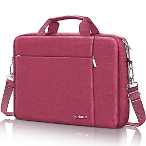 Ferkurn Laptop Bag Women Men Computer Bag Compatible with HP Envy Pavilion Omen/LG Gram/MSI/Dell Inspiron XPS/Lenovo/Acer, Shoulder Strap Carrying Briefcase Messenger Bag Case, Red, 15.6 16 Inch