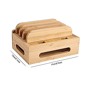 Okuyonic Remote Control Storage Box, Bamboo Storage Box Charging Storage Rack Easy Cleaning Premium Bamboo Material for Home for Storage for Woman