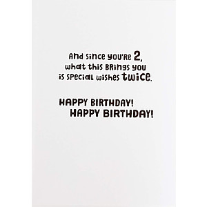 Greeting Card Happy 2nd Birthday with American Eskimo Puppy Dogs - Special Wishes Twice - Two Years Old