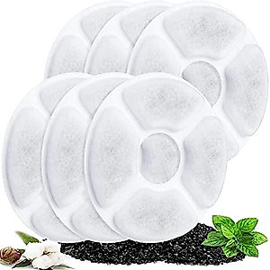 Bonve Pet 6-Pack Replacement Filters for Cat Fountain, Pet Water Fountain Filters, Activated Carbon Filters, Replacement Pet Water Dispenser Filter for Cat Dog Pets