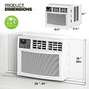 Magshion Window Air Conditioner 12000 BTU, Wi-Fi Enabled or Remote Control, Cooling for Large Rooms up to 450 Sq. Ft., 12K BTU Window AC Unit with Easy Install Kit