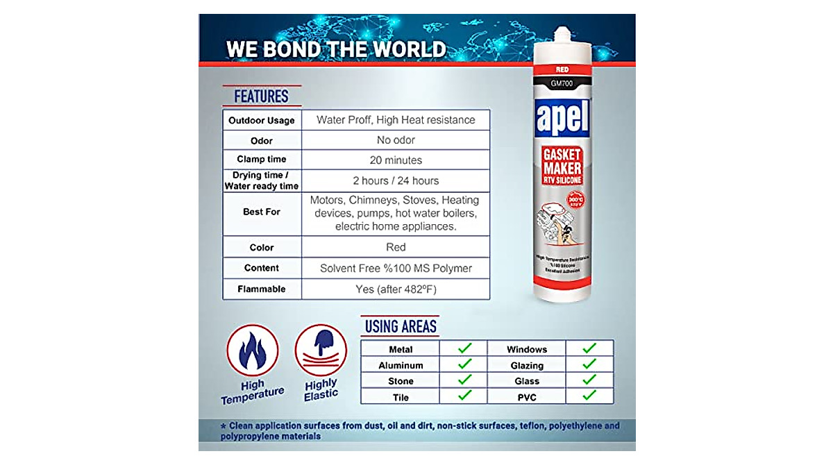 Apel High-Temp Silicone Gasket Maker - 572ºF Resistance
