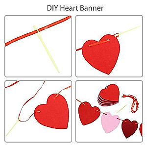 Valentines Day Banners - BE Mine Burlap Banner with 2 Felt Heart Garland Banners - Valentine's Day Decorations, Wedding, Engagement Party Supplies