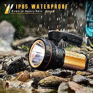 CSNDICE Flashlights High Lumens Rechargeable, 1000,000LM LED Rechargeable Flashlights, IP68 Waterproof Linterna Recargable, 10000mAh Long Lasting Flashlights for Home, Camping, Boat, Farm Use.(Gold)