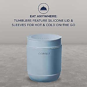 Corelle Stoneware 16-Pc Dinnerware Set, Handcrafted Artisanal Double Bead Plates, Meal Bowls, Bowls and Tumblers, Solid and Reactive Glazes, Dining Plate Set, Nordic Blue