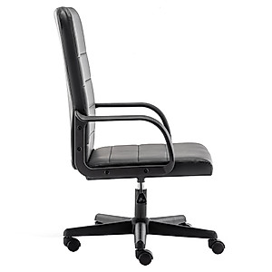 Black Office Desk Chair Set of 2 Leather Home Office Chair Ergonomics Computer Desk Chairs Comfortable Office Chair with Wheels Arm for Executive Task Work and Student