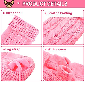 Kallfir's cutie XXS Dog Sweater, 2 Pieces Turtleneck Knitted Chihuahua Sweater Yorkie Teacup Dog Clothes Small Dogs Girl Winter Warm Sweaters Pet Cat Sweater Cold Weather Puppy Clothes XX-Small