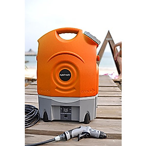 Ivation Multipurpose Portable Spray Washer w/ Water Tank - Runs on Built-in Rechargeable Battery, Home Plug and 12v Car Plug - Integrated Roller Wheels