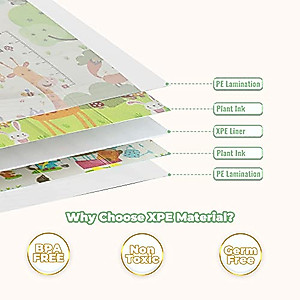 LUTIKIANG Baby Play Mat, 79" X 71" Extra Large Foldable Floor Baby Crawling Mat, Waterproof Non Toxic Anti-Slip Reversible Foam Playmat for Infants, Toddlers, Kids