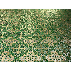 Brocade fabric VESTMENT 60" wide GREEN and GOLD Liturgical Brocades BRO950[1]