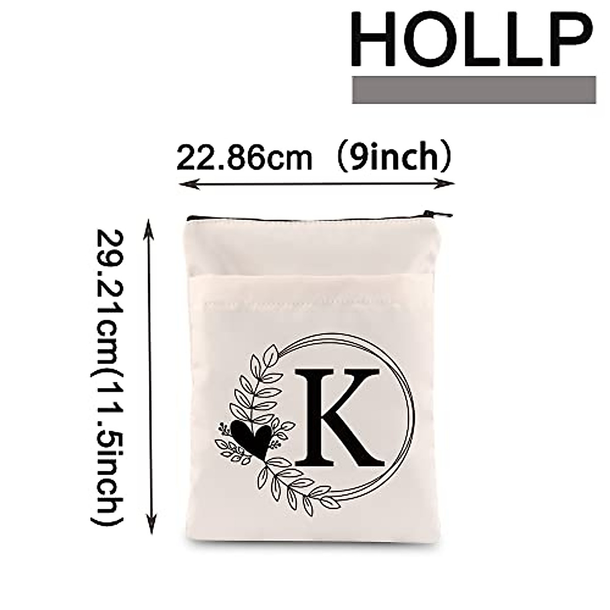 HOLLP Alphabet Book Cover A/C/J/K/M/Letter Initial Waterproof Zipper PouchInitial English Book Sleeve(K-Book Sleeve)