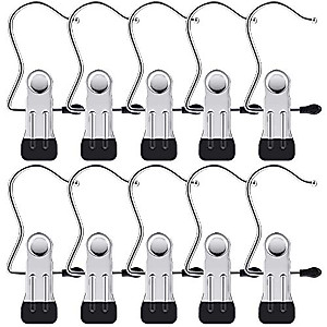 HOUTIONWELL 20 Pack Laundry Hook Boot Hanging Hold Clips Portable Hanging Clothes Pins Hanging Hooks White Stainless Steel Home Travel Hangers Multi-Functional Heavy Duty Organizer Pants Shoes Clip