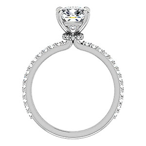 10K Solid White Gold Handmade Engagement Ring 2 CT Cushion Cut Moissanite Diamond Solitaire Wedding/Bridal Ring for Women/Her Propose Ring Set (9.5)