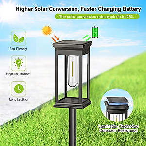 Outdoor Solar Pathway Lights, 6 Pack Solar Lanterns Outdoor Decor Lights, Bright Solar Landscape Lighting Lights Outdoor Waterproof, Auto On/Off Solar Lights for Outside Yard Backyard Garden Patio