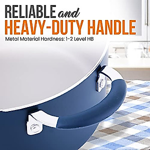 NutriChef Dutch Oven Pot with Lid - Non-Stick High-Qualified Kitchen Cookware with See-Through Tempered Glass Lids, 5 Quart (Works with Models: NCCW14SBLU & NCCW20SBLU) - NutriChef NCCW14SBLUDOP