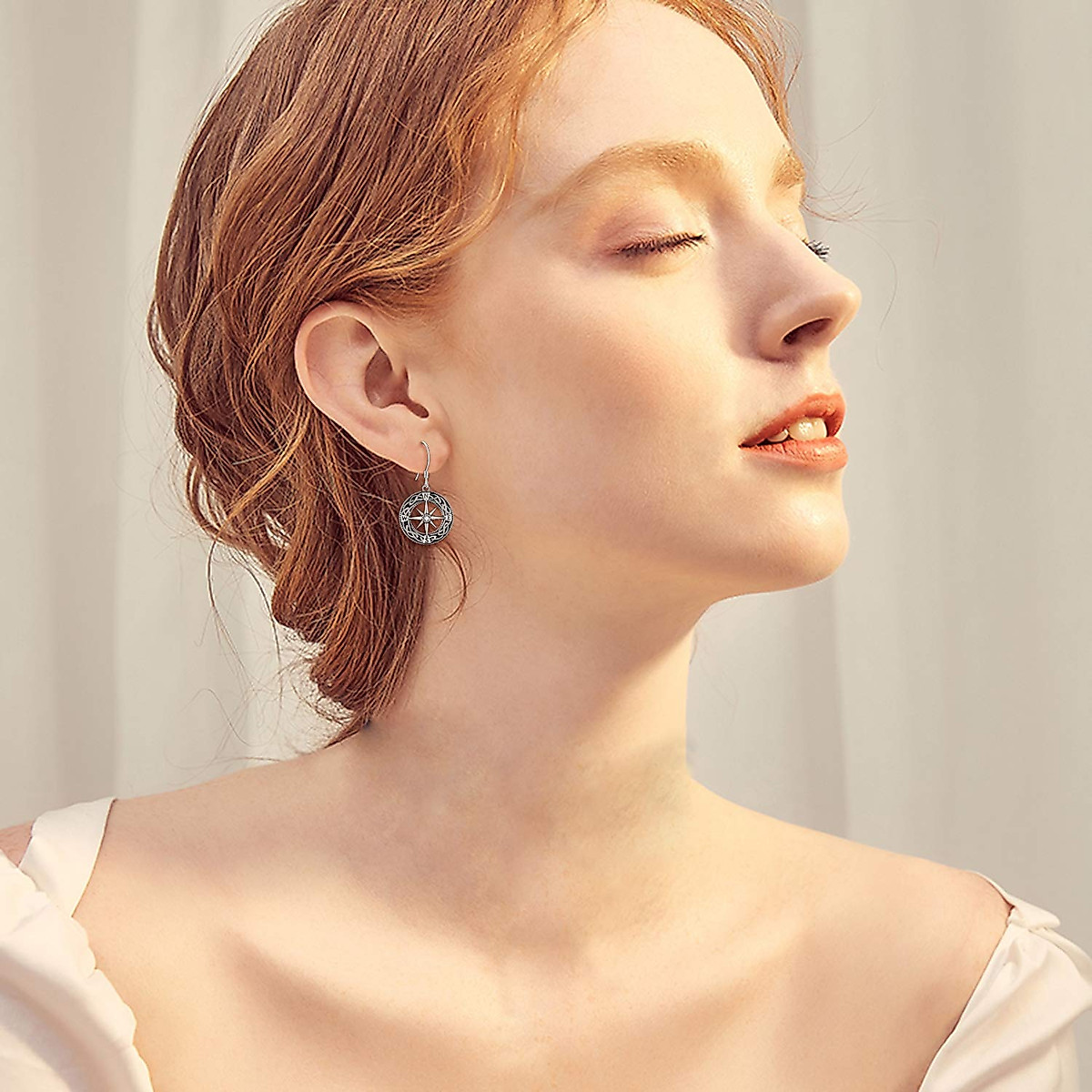 Sterling Silver Compass Earrings Celtic knot Compass dangle Drop Earrings Jewelry for Women