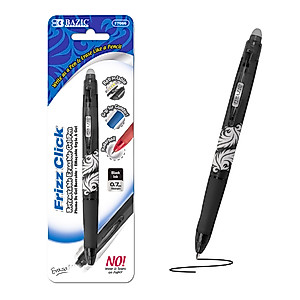 BAZIC Frizz Erasable Gel Pen 0.7mm Black Color, Retractable Clicker Fine Point Inks Pens for Gift Office School, 144-Packs