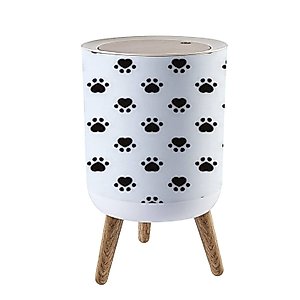 LGCZNWDFHTZ Small Trash Can with Lid for Bathroom Kitchen Office Diaper Animal Footprint Seamless Bedroom Garbage Trash Bin Dog Proof Waste Basket Cute Decorative